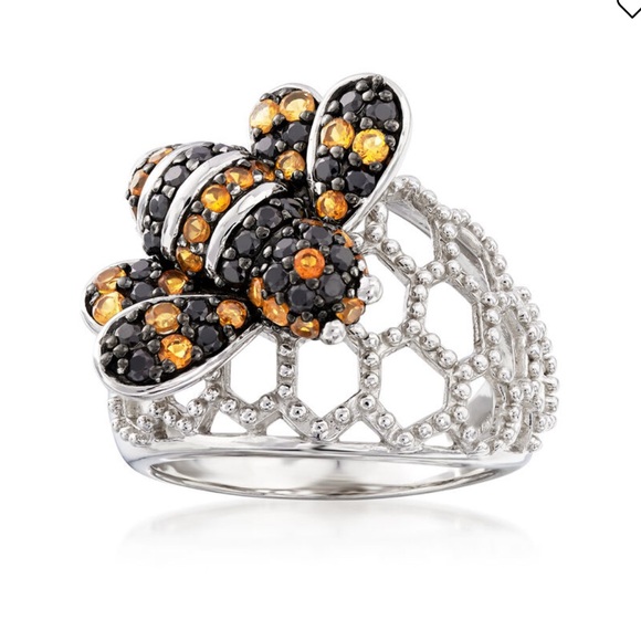 Jewelry | Ross Simons Black Spinel Citrine Bumblebee Dome Ring Size 8 ...